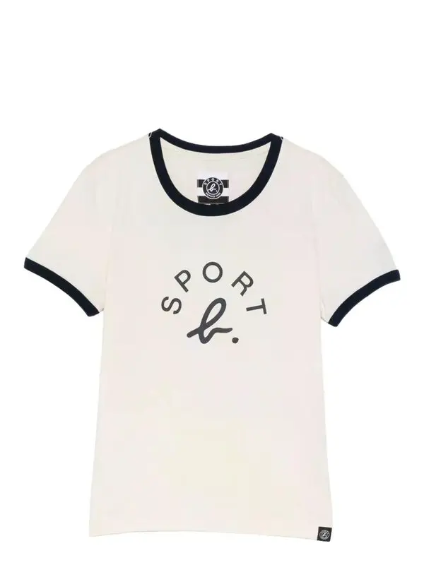 AGNES B. Logo-print Crewneck T-shirt - Neutrals