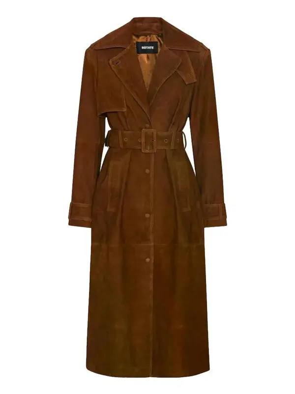 ROTATE BY BIRGER CHRISTENSEN Suede Trench Coat - Brown