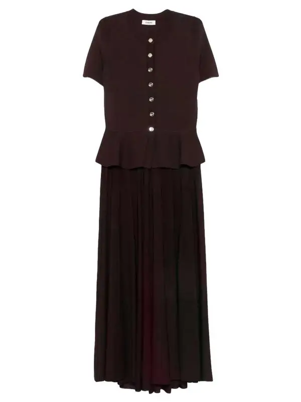 Sandro Knitted Peplum Dress With Pleated Skirt - Purple