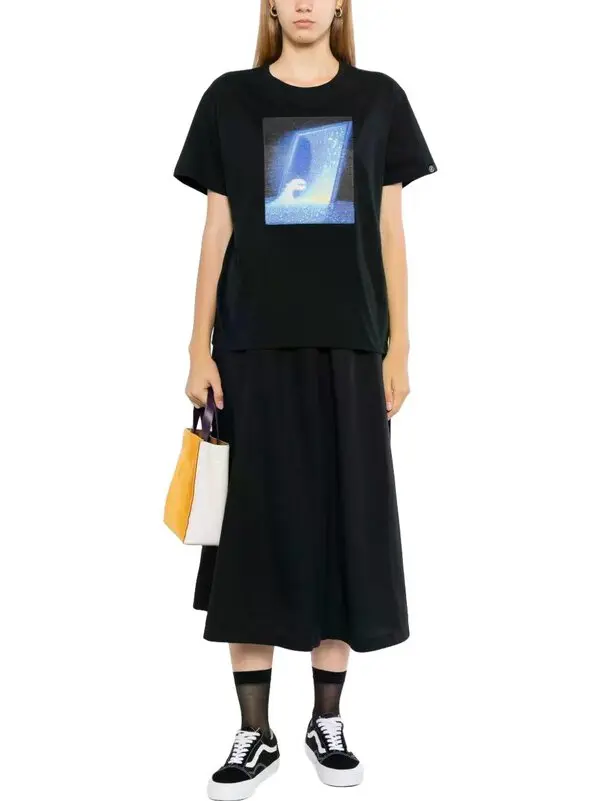 AGNES B. Graphic Print Crew Neck T-shirt - Black