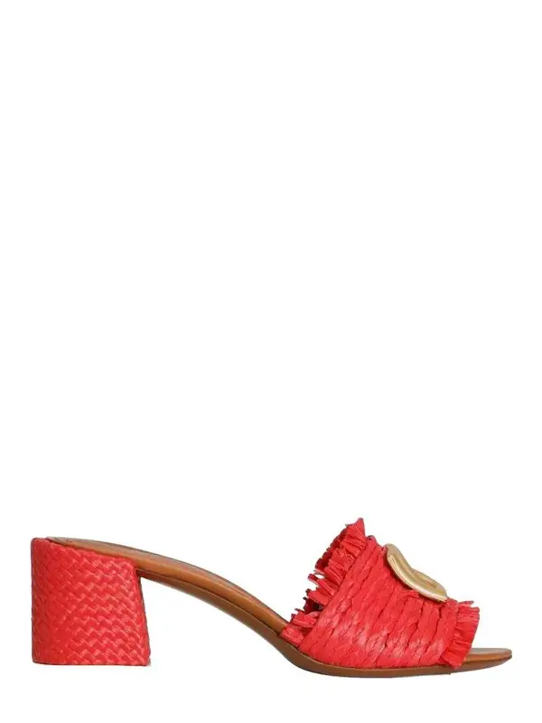 Dolce & Gabbana Raffia Mules - Red