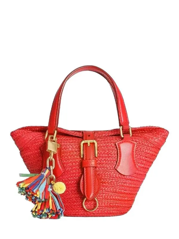 Dolce & Gabbana Raffia Caffa Capri Bag - Red