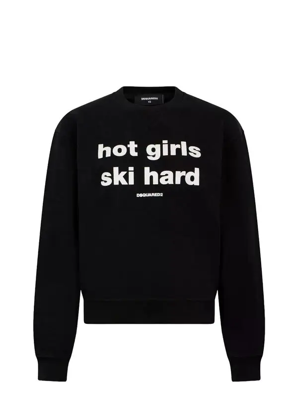 Dsquared2 Upside-down Logo Slogan-print Crew Neck Sweatshirt - Black