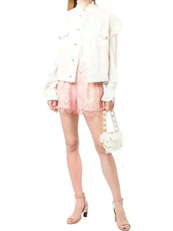 Shiatzy Chen Lace-embellished Tweed Jacket - Pink