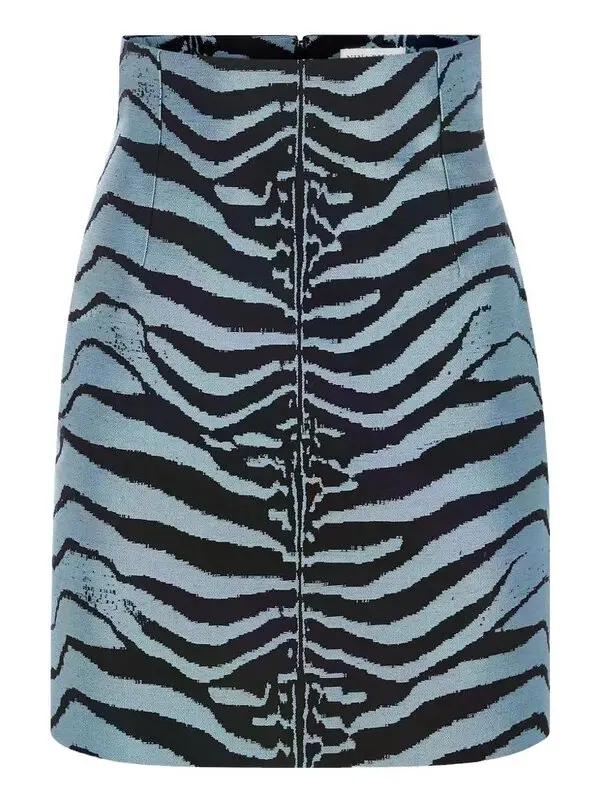 Nina Ricci Tiger Print Jacquard Mini Skirt - Blue