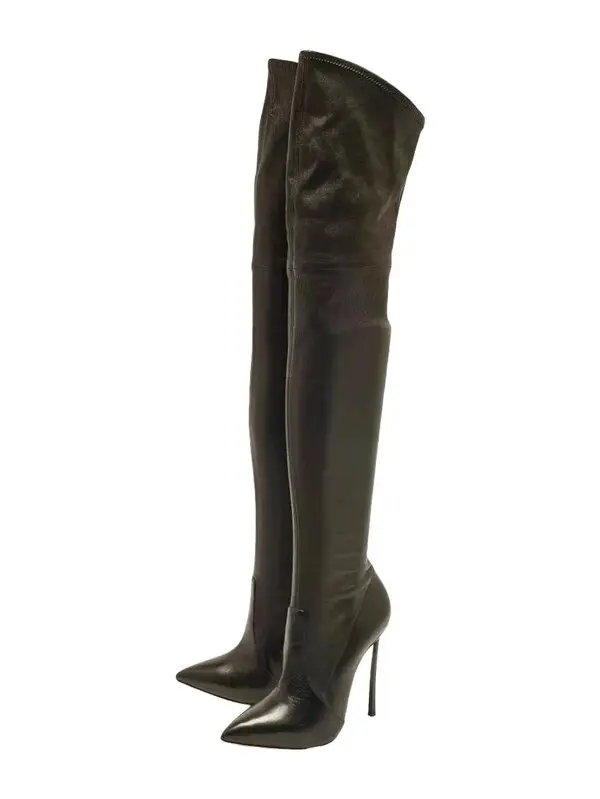 Casadei Blade Over-the-knee Stiletto Boots - Black