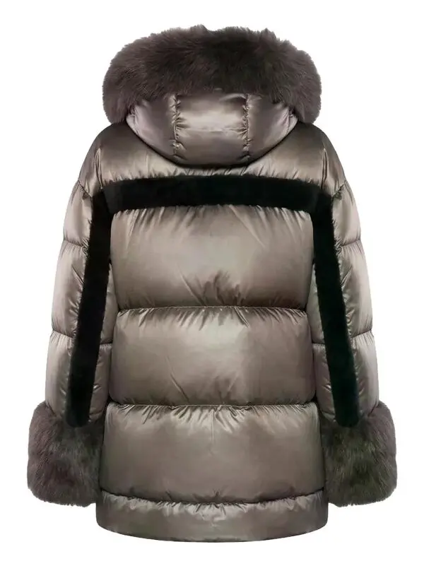 MOORER Faux-fur Trim Hooded Down Jacket - Grey