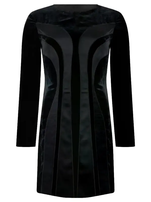 Alberta Ferretti Long-sleeved Panelled Mini Dress - Black