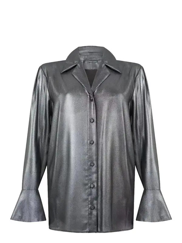 Alberta Ferretti Metallic Effect Long-sleeved Shirt - Silver