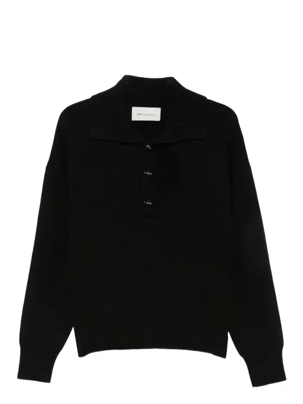 AMI Paris Button-up Sweater - Black