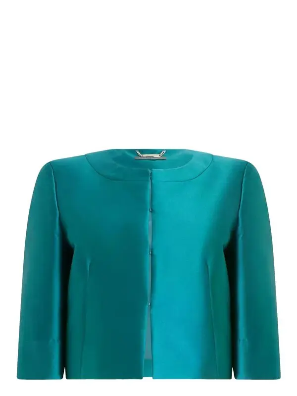 Alberta Ferretti Round-neck Satin-finish Jacket - Green