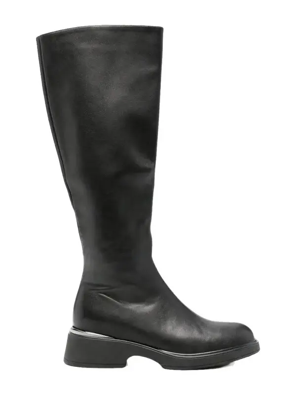 LINDA BAUMANN Leather Zip Up Boots - Black