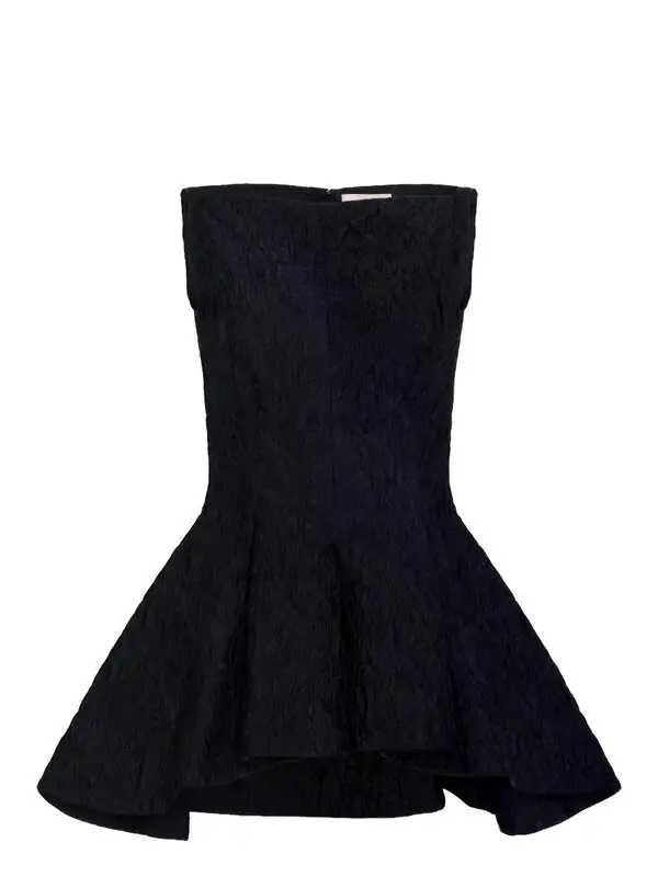 ROKSANDA Axo Cloqué Peplum Top - Black