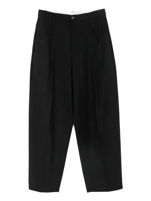 TELA Pleated-detail Cropped Trousers - Black