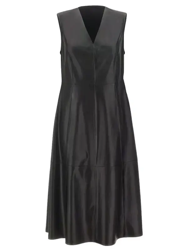 ELENA MIRÒ Sleeveless V-neck Midi Dress - Black