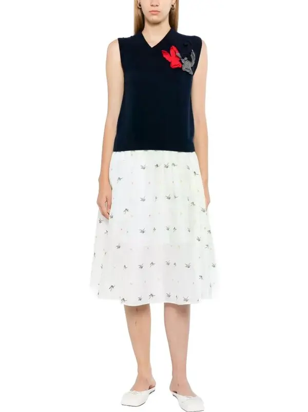 AO YES Embroidered Flared Skirt - White