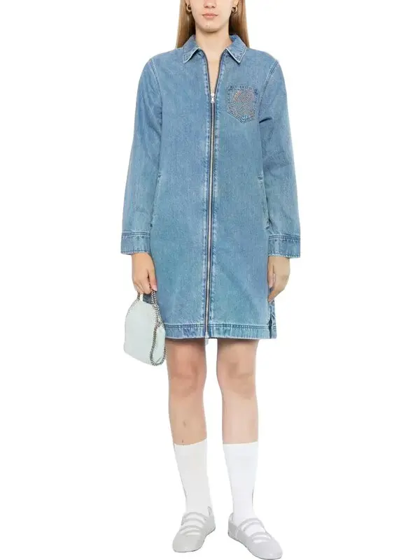 AGNES B. Logo-embroidered Dress - Blue