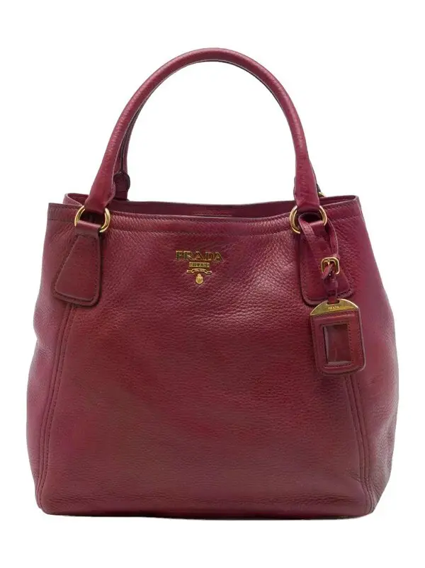 Prada Vitello Daino Open Convertible Tote Satchel - Red