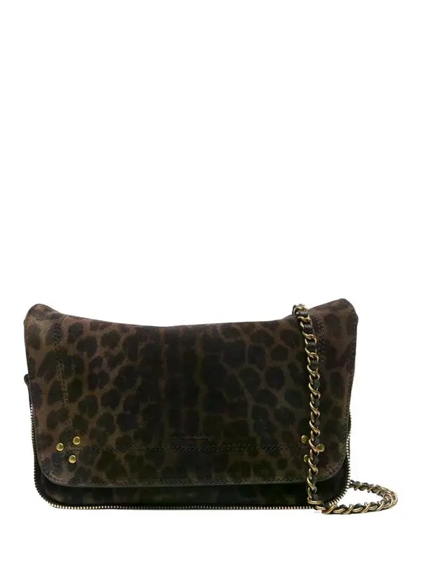 Jérôme Dreyfuss Bobi Leopard Print Suede Crossbody Bag - Brown