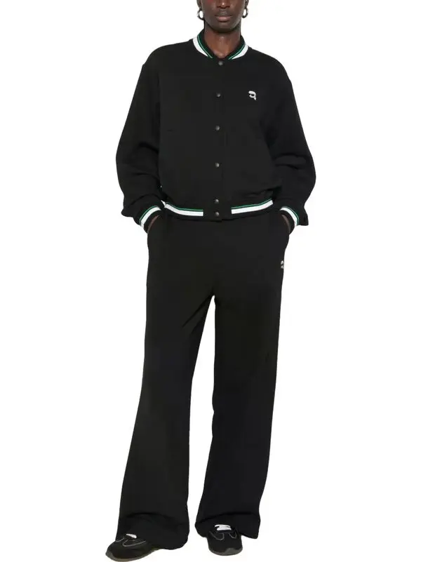 Karl Lagerfeld Striped Trim Bomber Jacket - Black