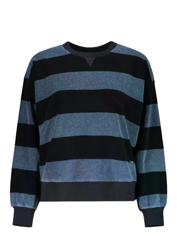 MOORER Striped Crew-neck Sweater - Blue