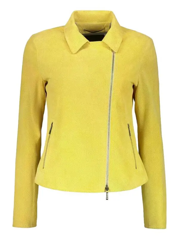 MOORER Perforated Leather Jacket - Yellow