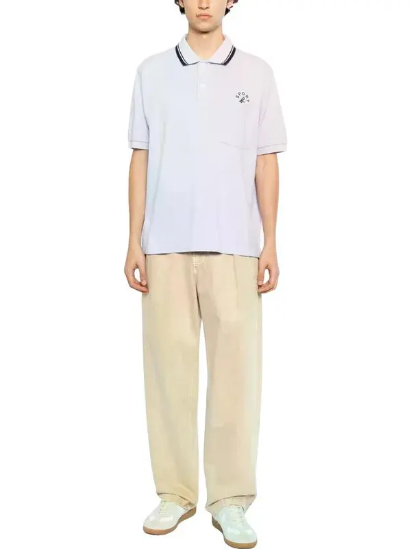 AGNES B. Logo-embroidered Polo Shirt - Blue