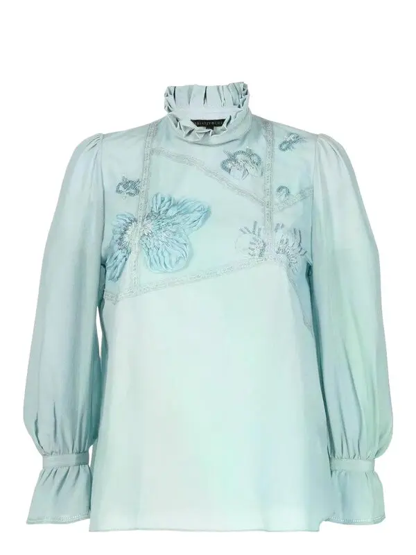 Shiatzy Chen Floral Appliqué Blouse - Blue