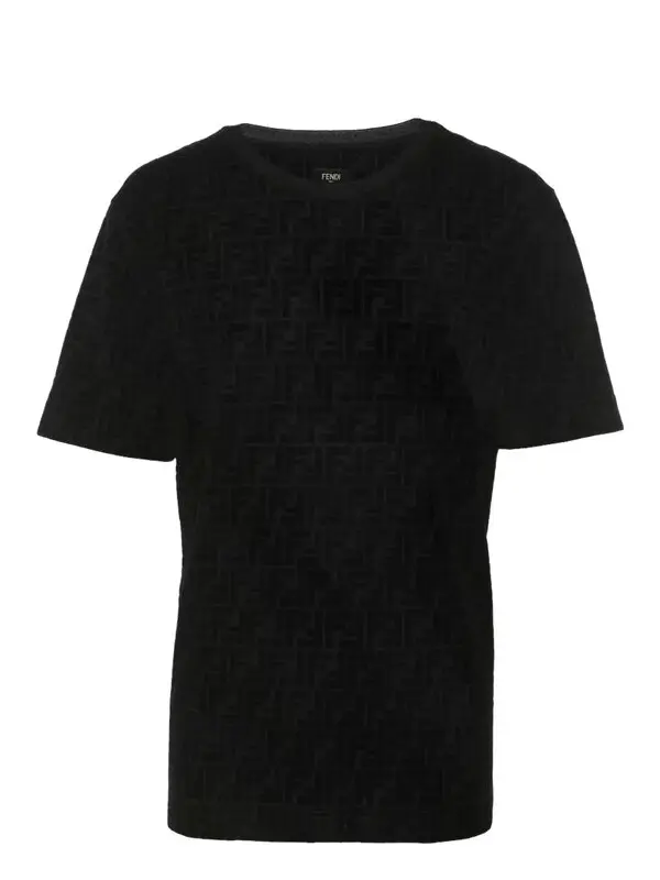 Fendi Ff Motif Velvet T-shirt - Black