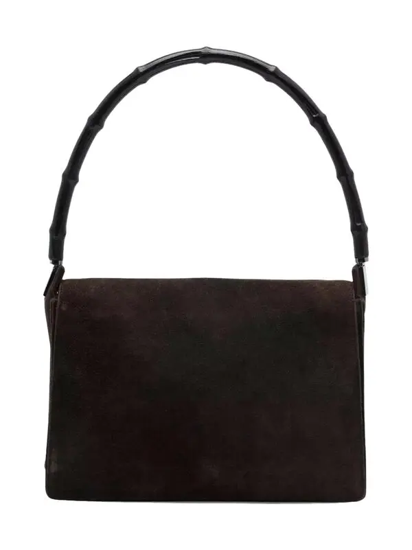 Gucci Suede Bamboo Handle Handbag - Brown