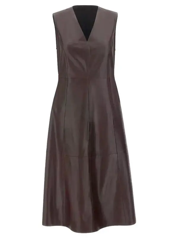 ELENA MIRÒ V-neck Sleeveless Midi Dress - Red