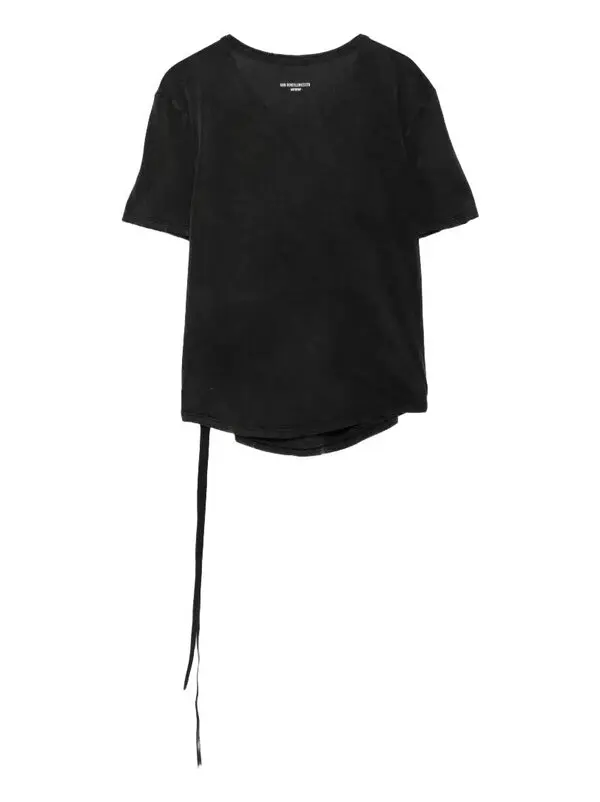 ANN DEMEULEMEESTER Washed Slogan Print T-shirt With Side Tie Detail - Black