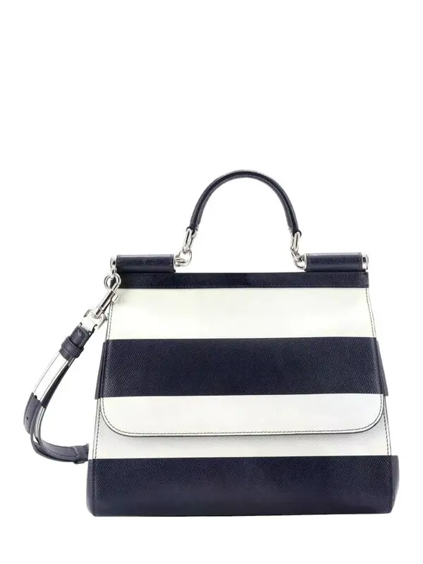 Dolce & Gabbana Striped Leather Satchel - Blue