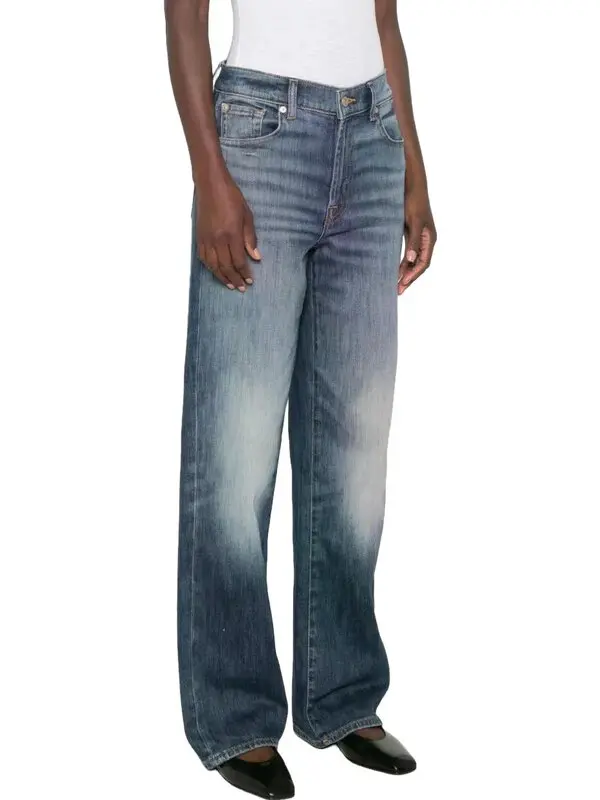 7 For All Mankind Faded Straight-leg Jeans - Blue