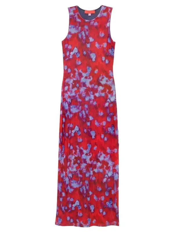 Eckhaus Latta Abstract Print Sleeveless Maxi Dress - Red