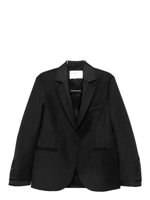 TELA Satin-trim Single-breasted Blazer - Black