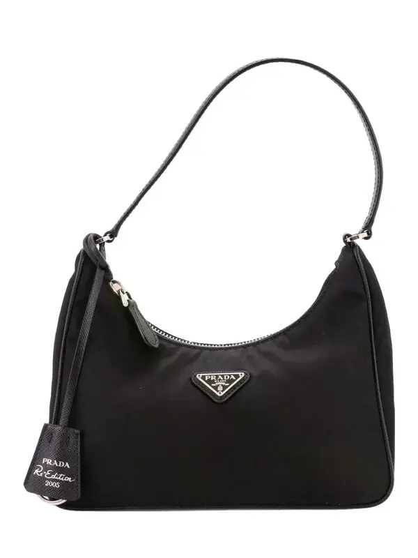 Prada Re-edition 2005 Tessuto Saffiano Leather Mini Hobo Bag - Black