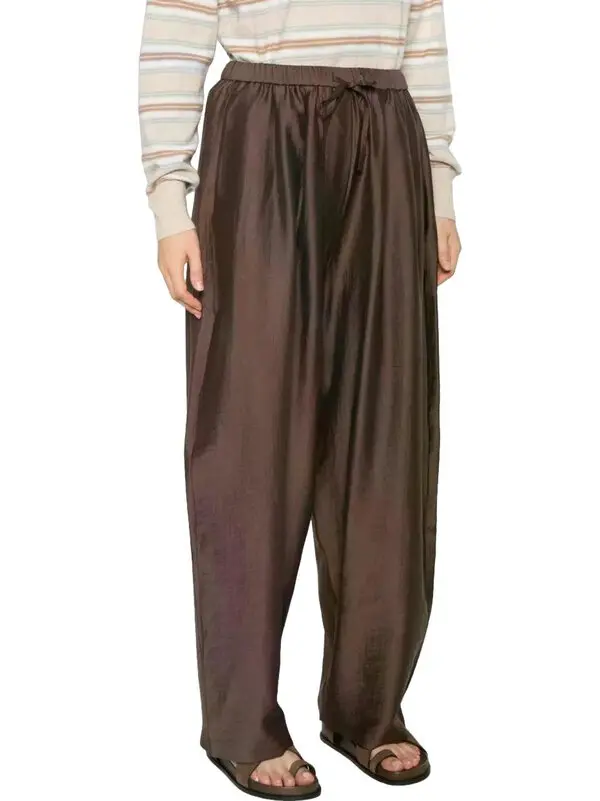 CORDERA Drawstring-waist Wide-leg Trousers - Brown