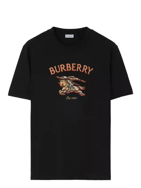 Burberry Knight Check Cotton T-shirt - Black