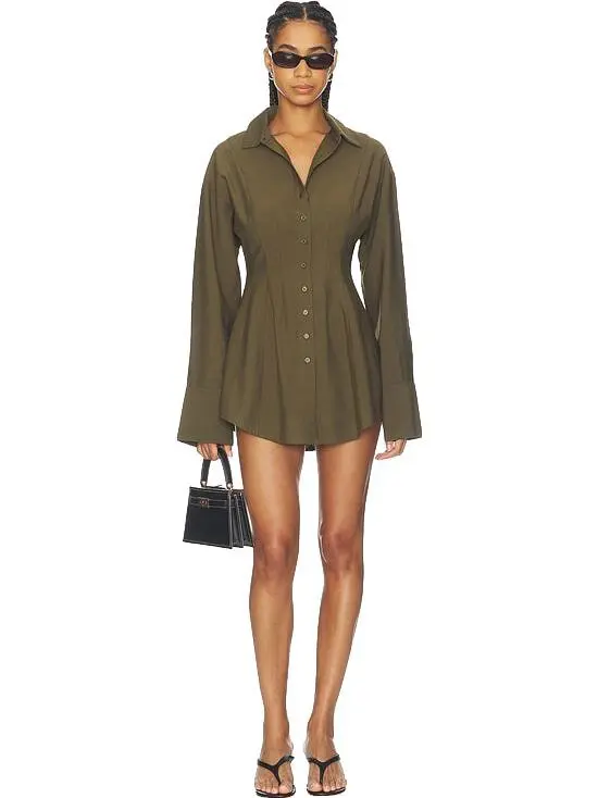 ALL THE WAYS Charitie Button Up Mini Dress - Olive