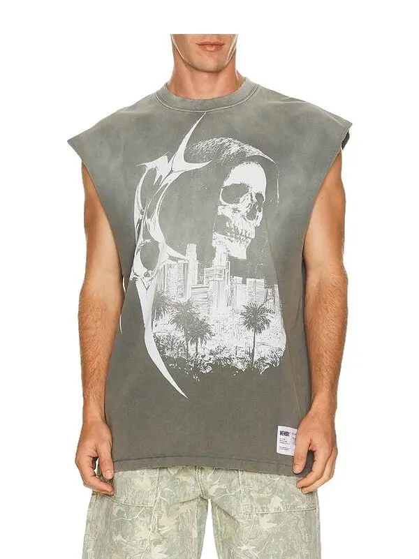 MEMORY LANE Night Watcher Sleeveless Tee In . Also - Grey