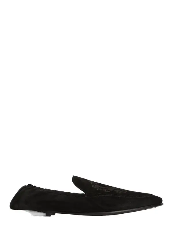 Dolce & Gabbana Calfskin Slippers Driver Shoes And Loafers - Black