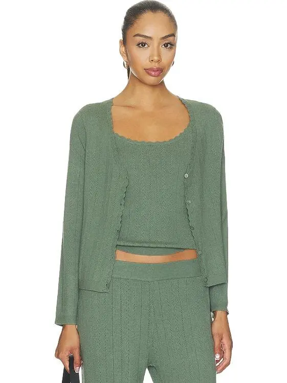 Eberjey Pointelle Cardigan - Sage