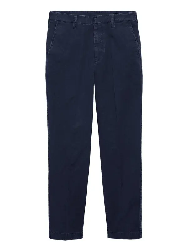 Prada Garment-dyed Cotton Slim Fit Trousers - Navy