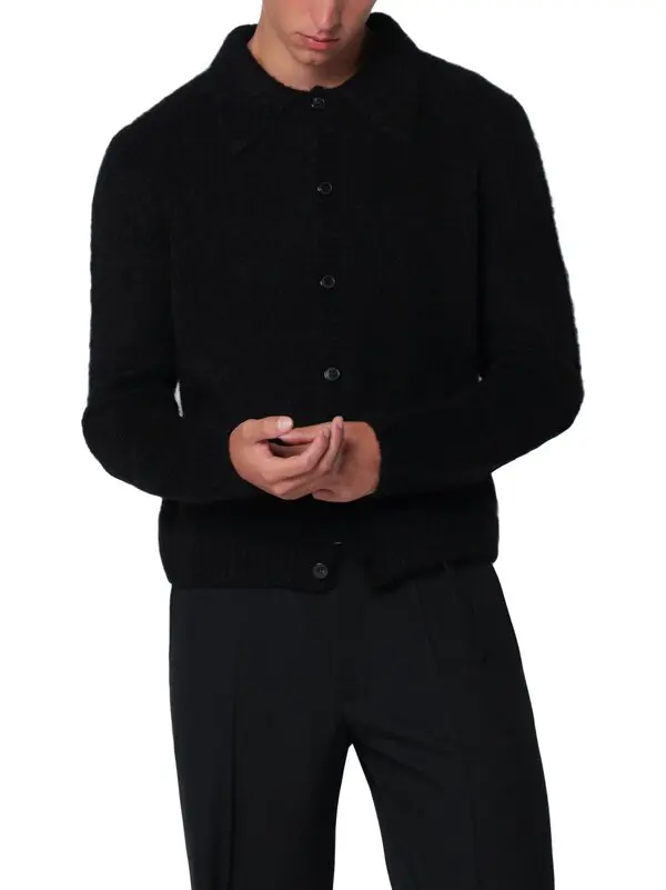 Dries Van Noten Long-sleeved Alpaca Blend Cardigan - Black