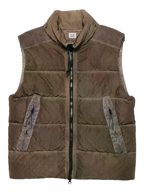 C.P. COMPANY Eco-chrome R Hooded Gilet - Brown