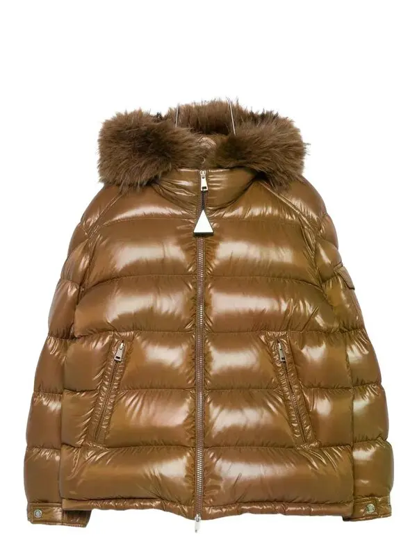 Moncler Faux-fur Trim Quilted Jacket - Brown