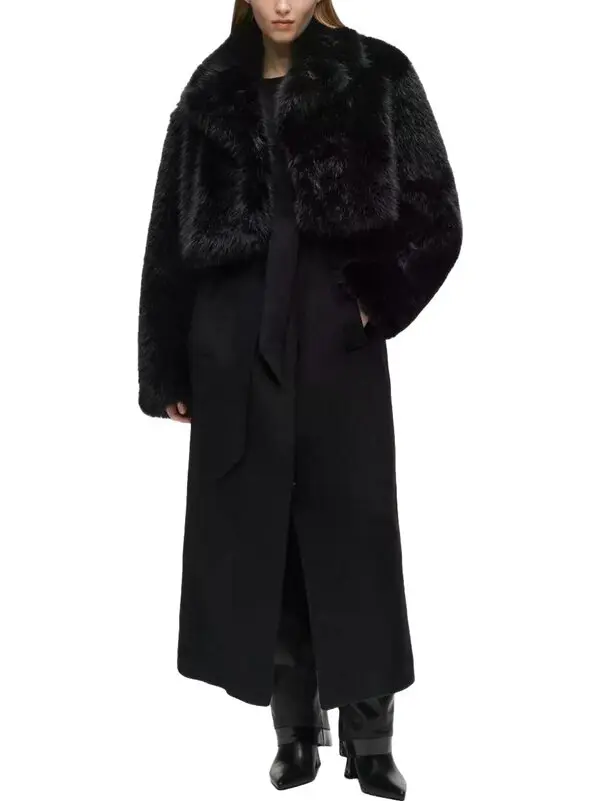 Karl Lagerfeld Belted Faux-fur Coat - Black