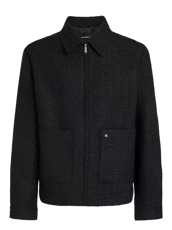 Karl Lagerfeld Bouclé Zip-up Jacket - Black
