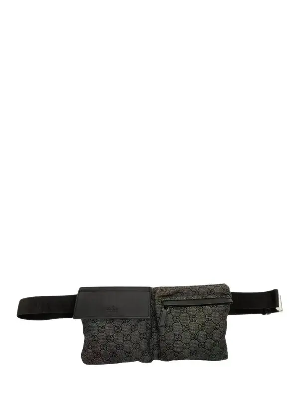 Gucci Gg Denim Double Pocket Belt Bag - Grey